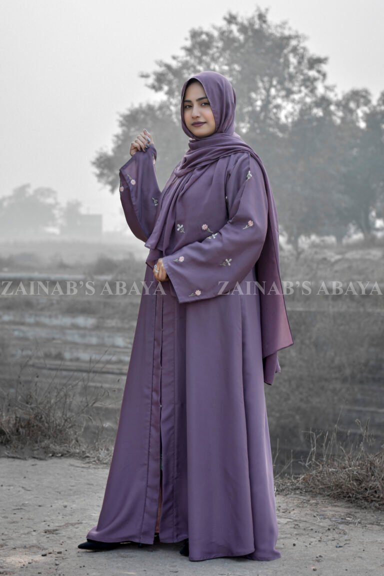 Elegant ColoFront Open Abaya with Embroidery - Zainab Abaya