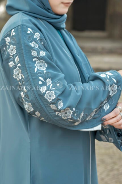 An Elegant Front Open Abaya with Embroidery - Zainab Abaya