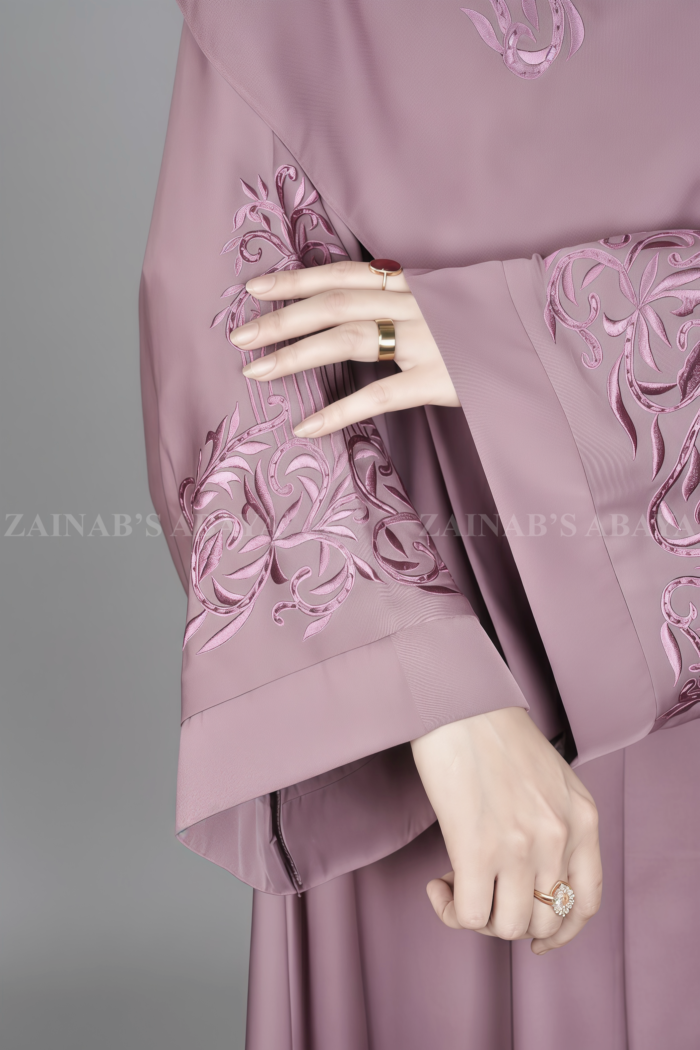 Colored Front Open Abaya with Embroidery - Zainab Abaya